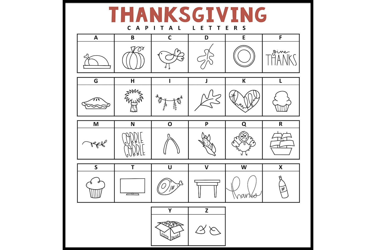 Gobble Gobble Font Doodle Font Thanksgiving Font - Etsy