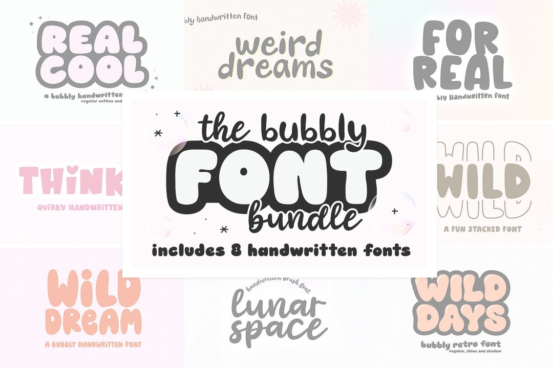 Bubbly Font Bundle Cricut Font Bubbly Fonts Retro Font Cricut Font