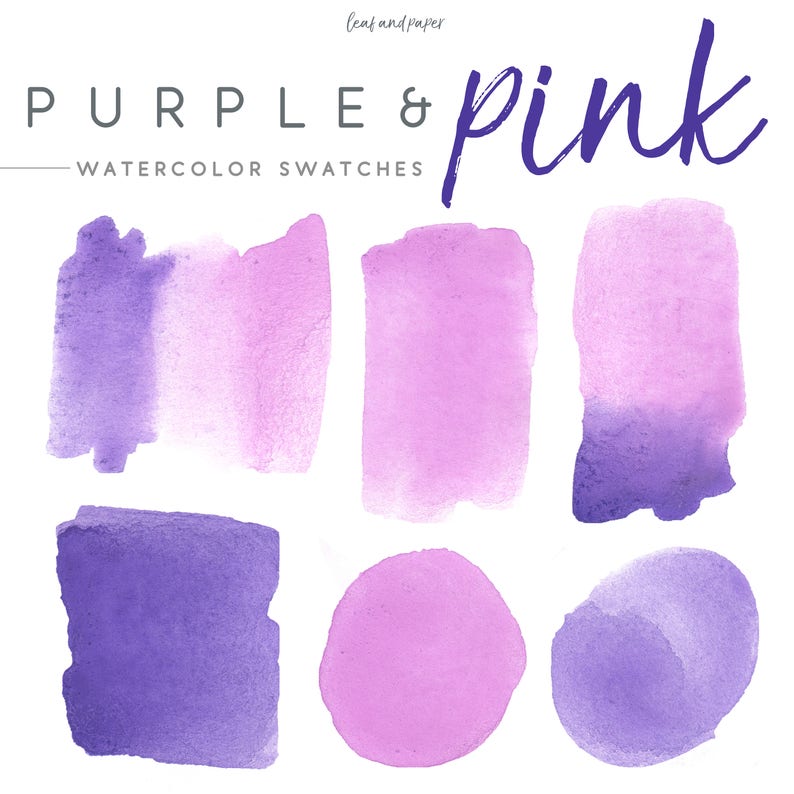 Watercolor PINK & PURPLE Ombre Swatches Watercolor Clipart - Etsy