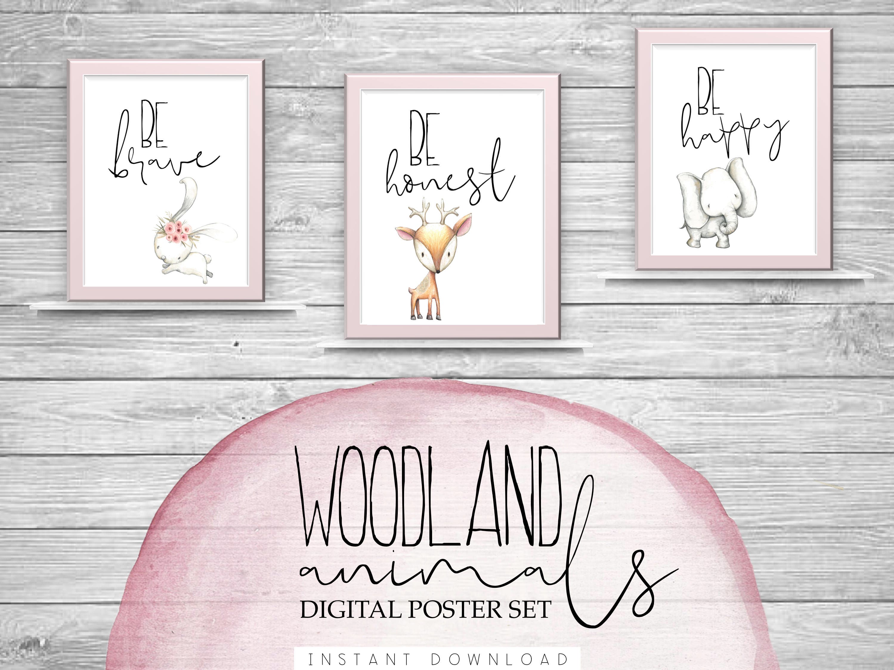 Woodland Animals Printable Wall Art 8x10 Posters Digital | Etsy
