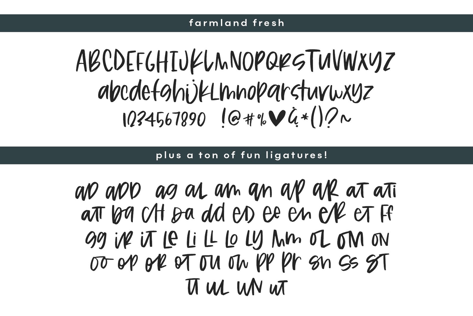 Farmland Fresh Font - A Cute Handwritten Font Duo and Farmhouse Doodles ...