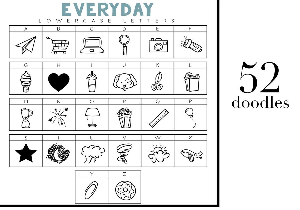 All the Things - A Hand-drawn Doodle Font - Everyday Items - TTF - Etsy