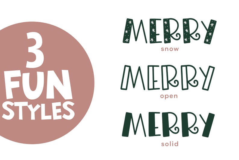Merry Merry Font Fun Handwritten Font in Three Styles - Etsy