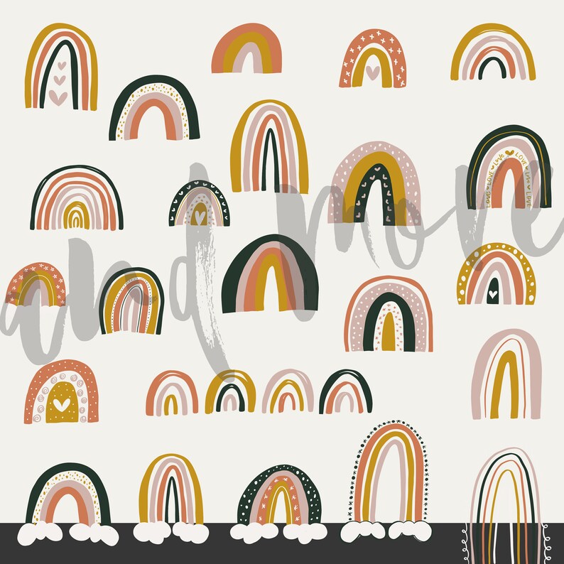 Modern Rainbows Clip Art Collection set 2 - Etsy