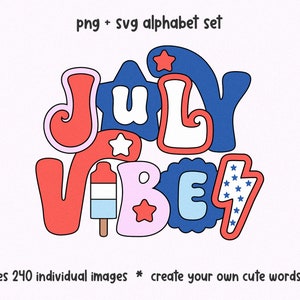 Fourth of July Alphabet Set - PNG Retro Letters, SVG Patriotic Letters ...