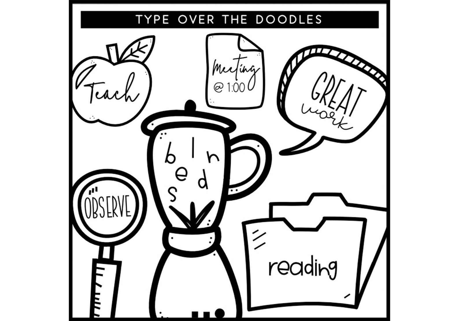 All the Things - A Hand-drawn Doodle Font - Everyday Items - TTF - Etsy