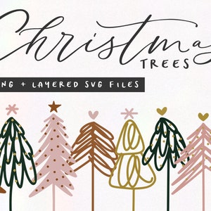 Boho Christmas Trees SVG and PNG Files, Messy Christmas Trees ...
