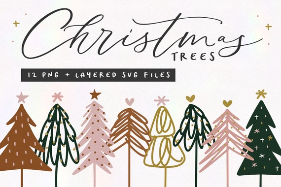 Boho Christmas Trees SVG and PNG Files Messy Christmas Trees - Etsy