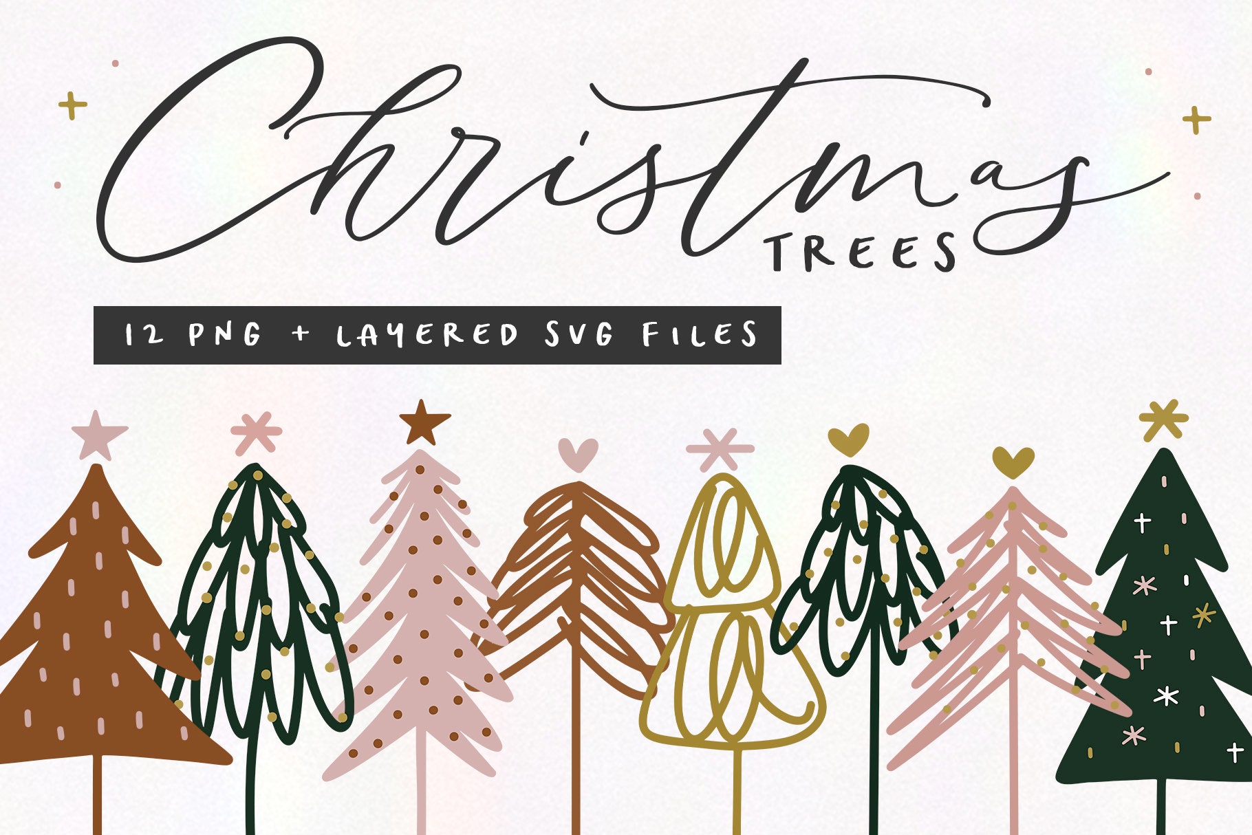 Boho Christmas Trees SVG and PNG Files Messy Christmas Trees - Etsy