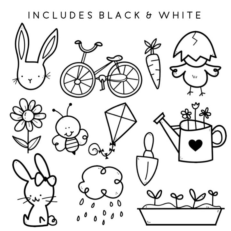 Spring Clip Art Spring Illustrations Rainbow Spring Images | Etsy