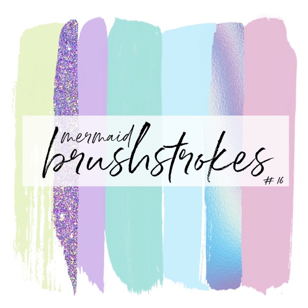 Mermaid Brushstrokes - Mermaid Clipart - Glitter Clipart - Watercolor ...