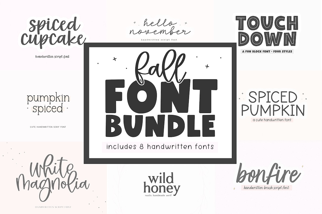 Fall Font Bundle - Handwritten Fonts, Cricut Font Bundle, Farmhouse ...