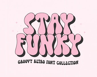 Mukbeng - Retro Font, Groovy Font, Bubbly Font, Shadow Font, Boho, Hippie Font, 70s Font, Cricut ...