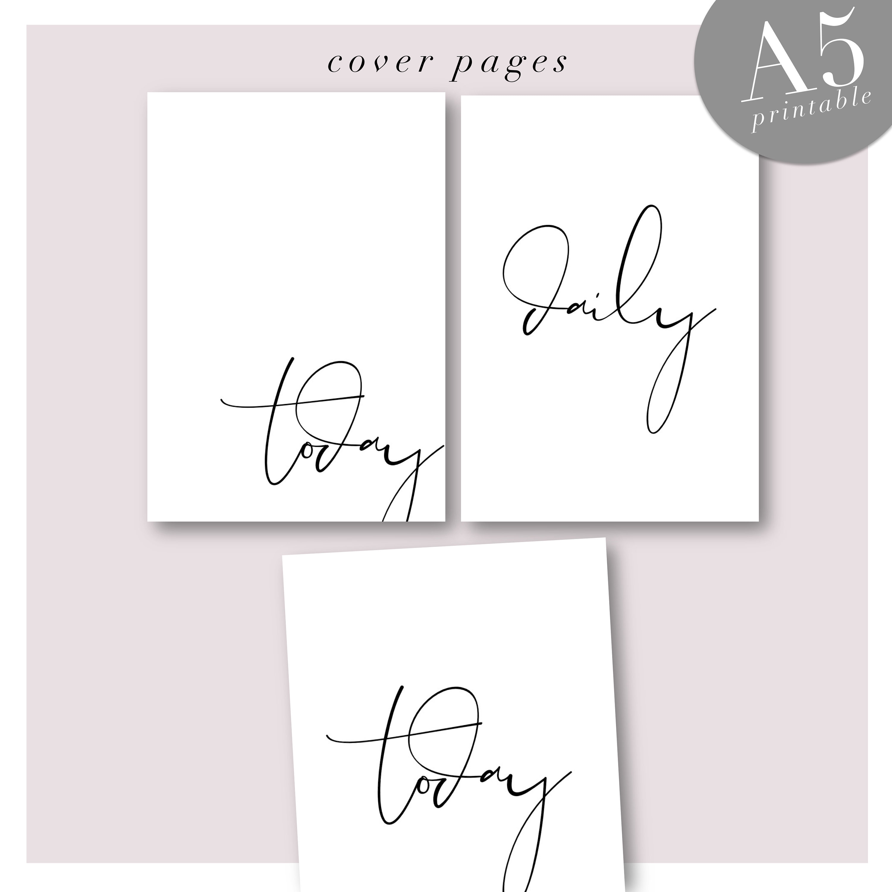 Minimalist Daily Planning Pages - A5 Size - Printable - Notes & Covers ...