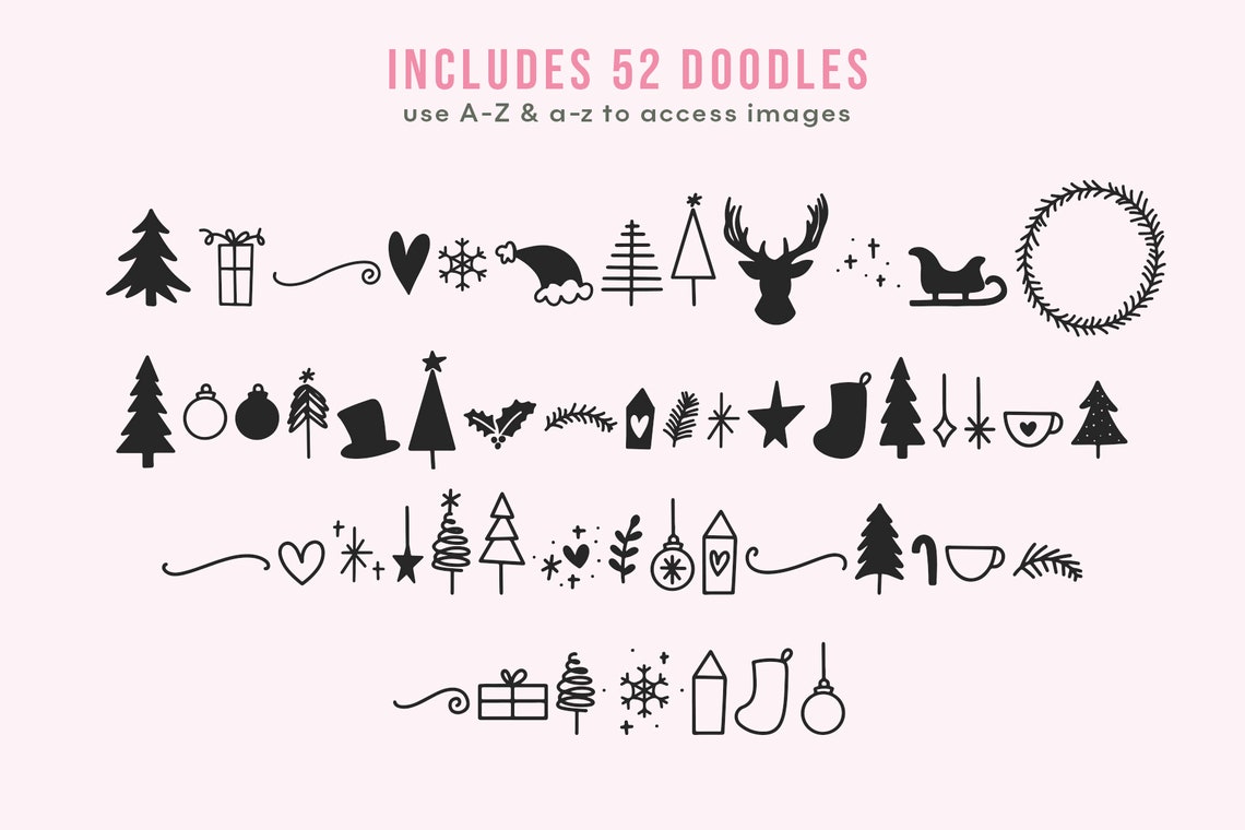 Christmas Doodles Font - Merry Magic, Holiday Doodles, Cricut Fonts ...