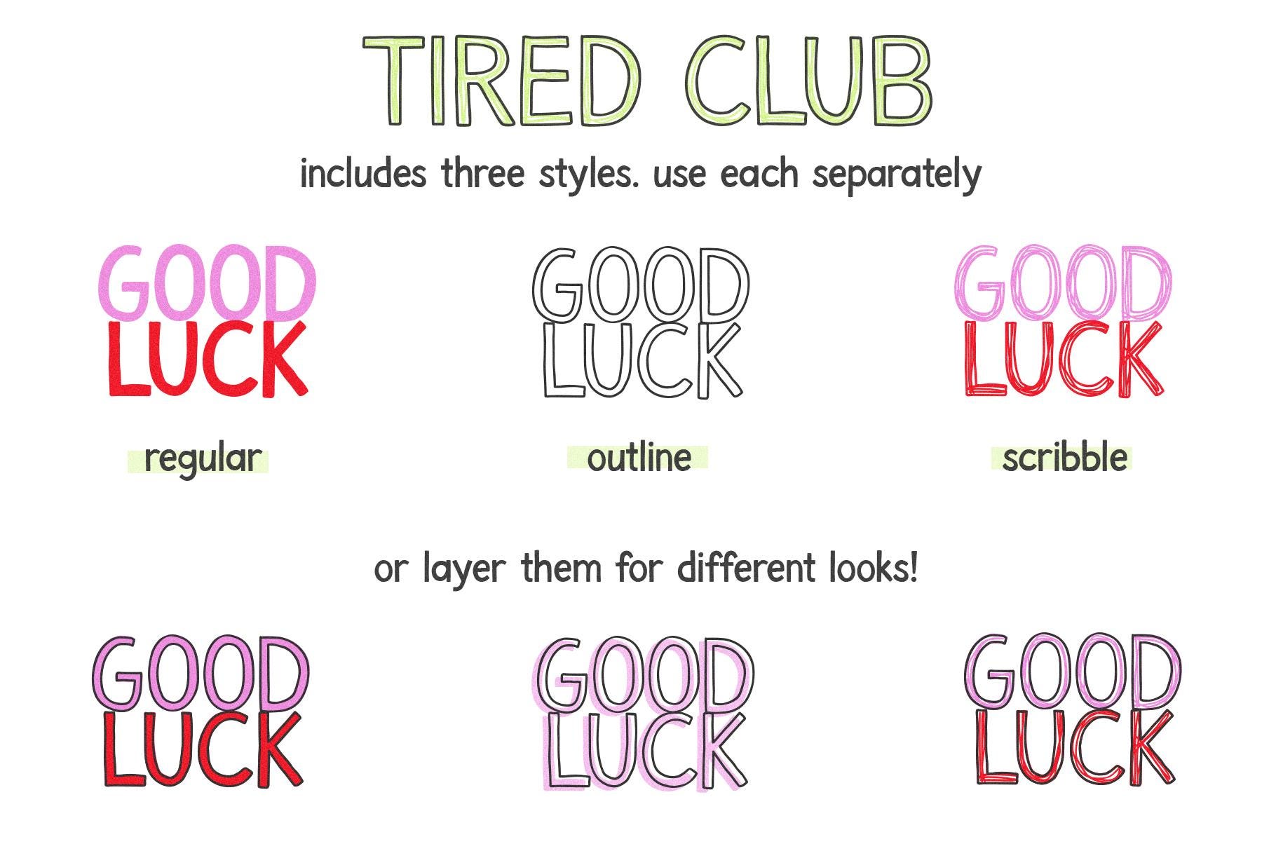 Tired Club Font - Outline Font, Scribble Font, Font Bundle, Cricut ...