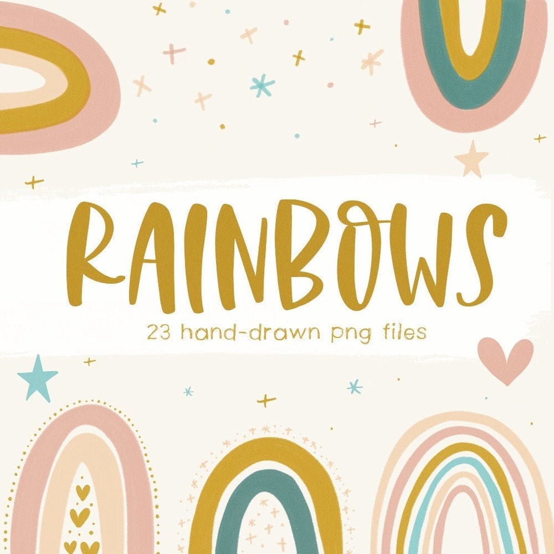 Rainbows Clip Art - Modern Clip Art Collection, Boho Rainbows, Cute ...