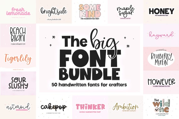 Font Bundle Cute Fonts Cricut Font Bundle Script Fonts - Etsy