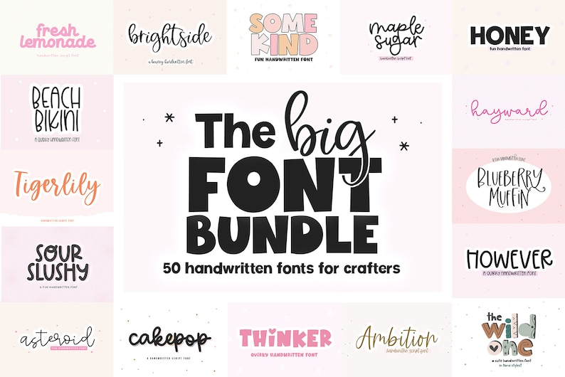 Font Bundle Cute Fonts Cricut Font Bundle Script Fonts Etsy