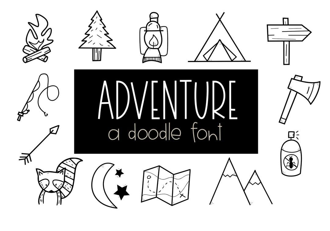 Adventure - A Hand-drawn Doodle Font - Camping/outdoors - TTF - Etsy