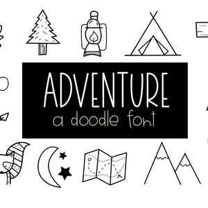 Adventure - A Hand-drawn Doodle Font - Camping/outdoors - TTF - Etsy