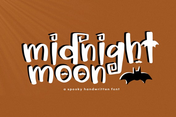 Midnight Moon Font Halloween Font Cricut Fonts Bats Spooky | Etsy