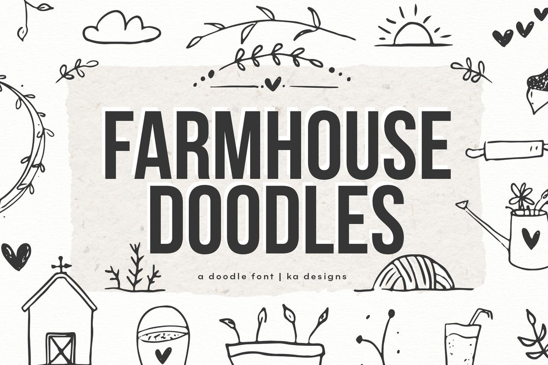 Farmhouse Doodles Font - A Dingbats Font, Farmhouse Images, Rustic Font ...