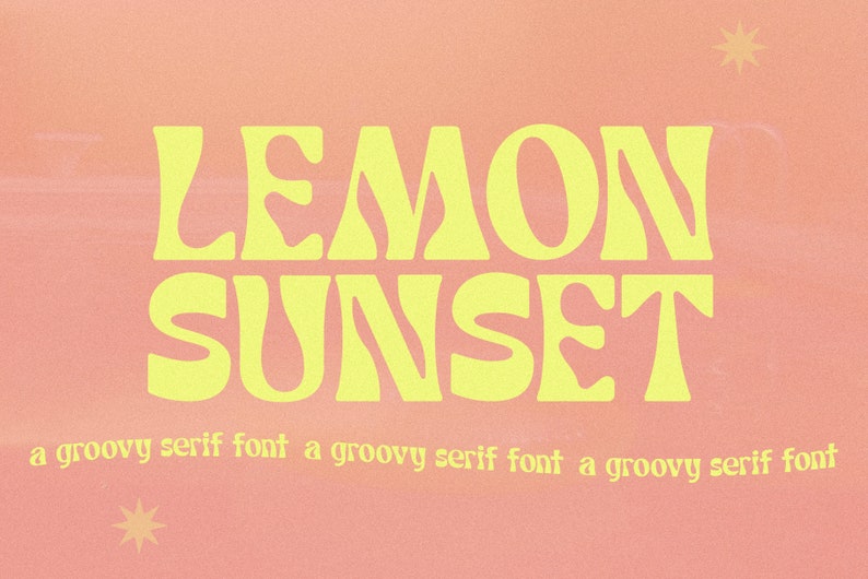 Lemon Sunset Retro Font Groovy Font Modern Font Hippie - Etsy