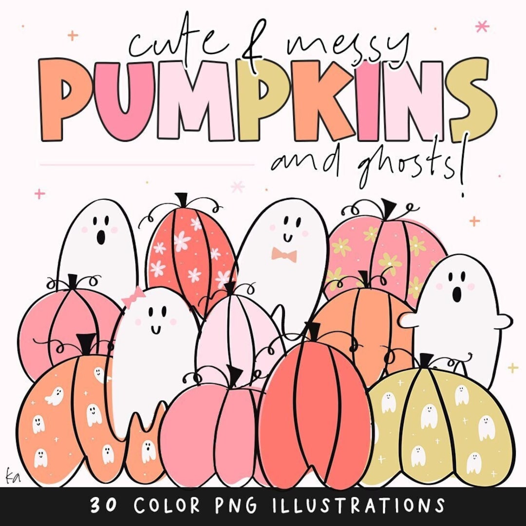 Pumpkins Clip Art, Modern Clip Art, Boho Halloween, Cute Ghosts, Spooky ...