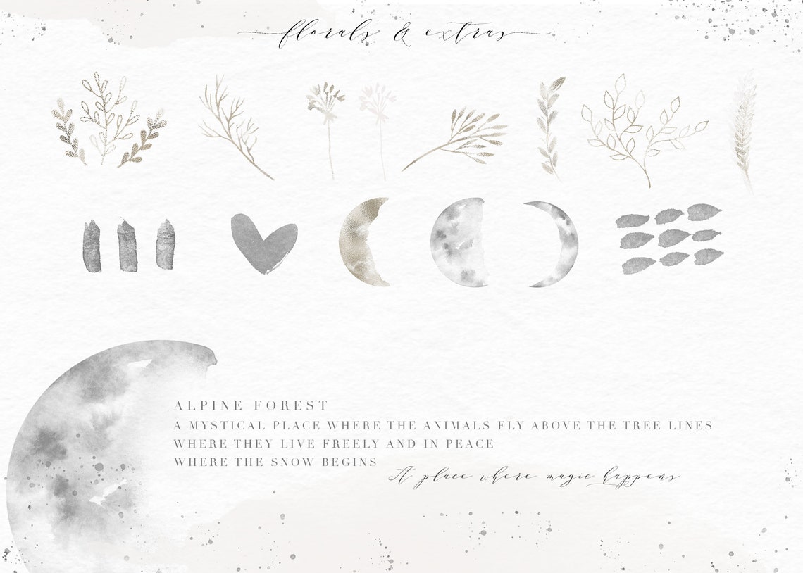 Alpine Forest Watercolor Alphabet & Animal Elements Frames | Etsy