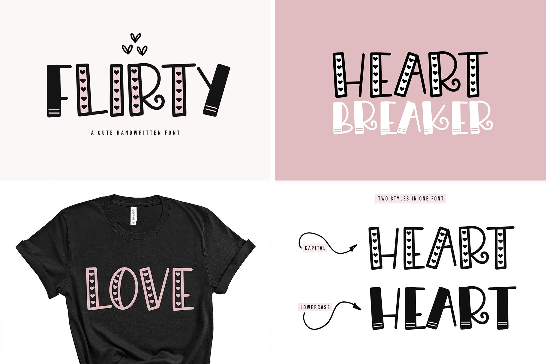 Font Bundle Valentine's Day Fonts Cute Fonts Heart - Etsy