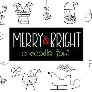 Merry and Bright - A Hand-drawn Doodle Font - Christmas/winter - TTF - Etsy