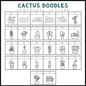 Fancactus - A Hand-drawn Doodle Font - Cactus and Succulent Doodles ...