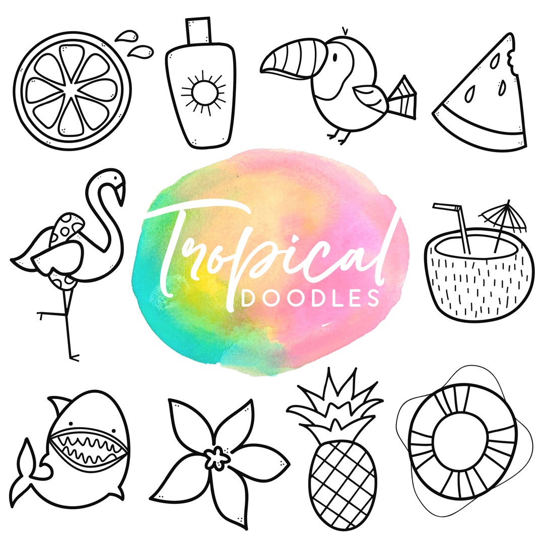 Tropical Doodles - A Hand-drawn Doodle Font - Summer Doodles - TTF - Etsy
