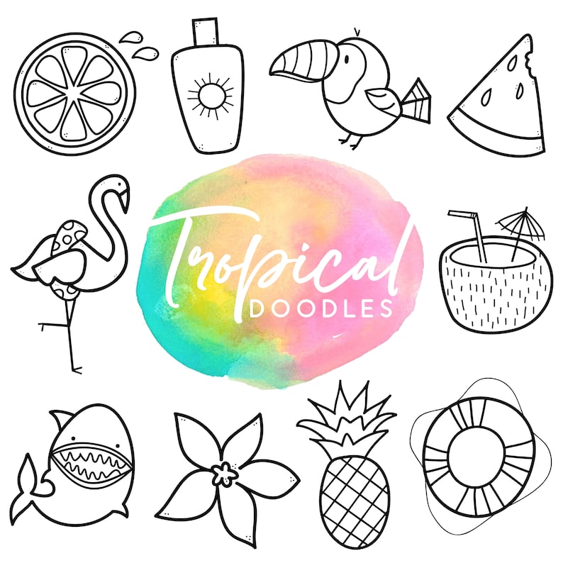 Tropical Doodles A Hand-drawn Doodle Font Summer Doodles - Etsy