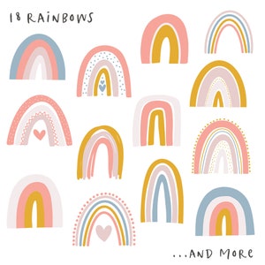 Rainbows Clip Art - Modern Clip Art Collection, Boho Rainbows, Cute ...
