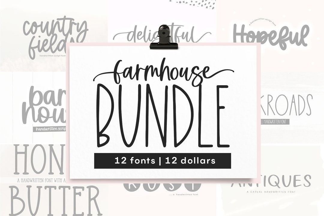 Farmhouse Font Bundle - Fonts for Crafters, Cricut Fonts, Farmhouse ...
