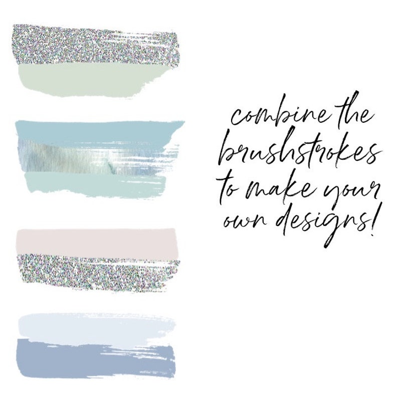 Green Blue Pink Brushstrokes Pastel Watercolor Clipart | Etsy