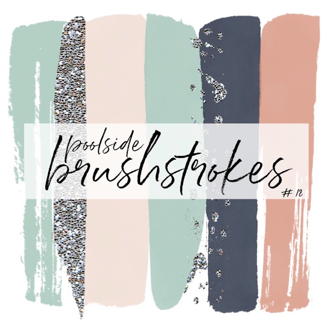 Pink and Blues Brushstrokes - Watercolor Clipart [poolside] Glitter - Etsy