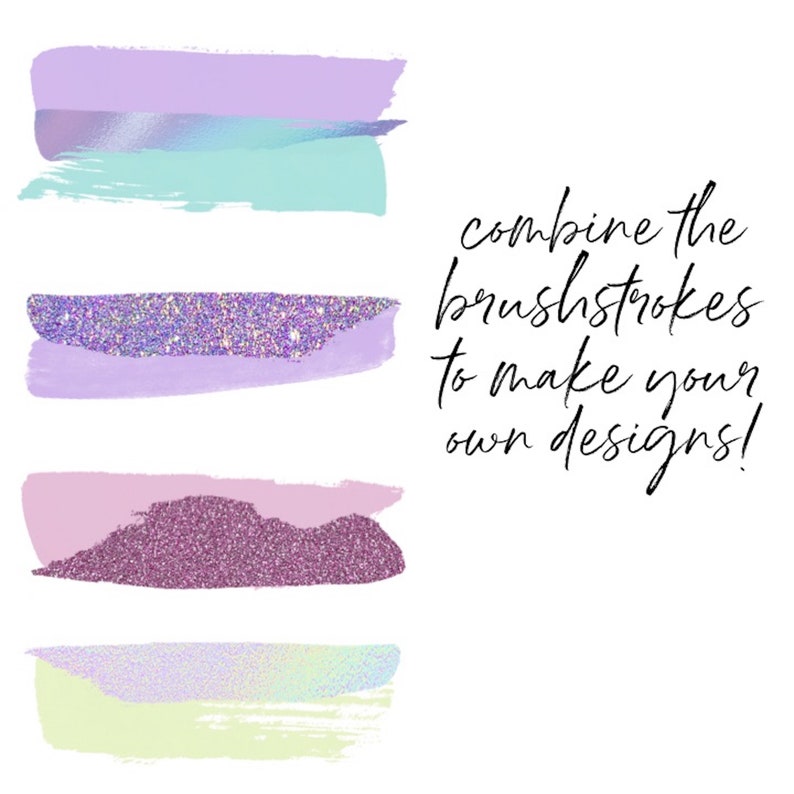 Mermaid Brushstrokes - Mermaid Clipart - Glitter Clipart - Watercolor ...