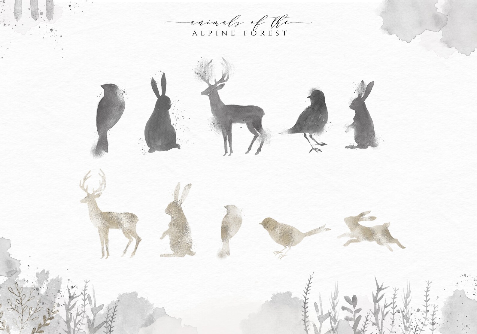 Alpine Forest - Watercolor Alphabet & Animal Elements - Frames ...