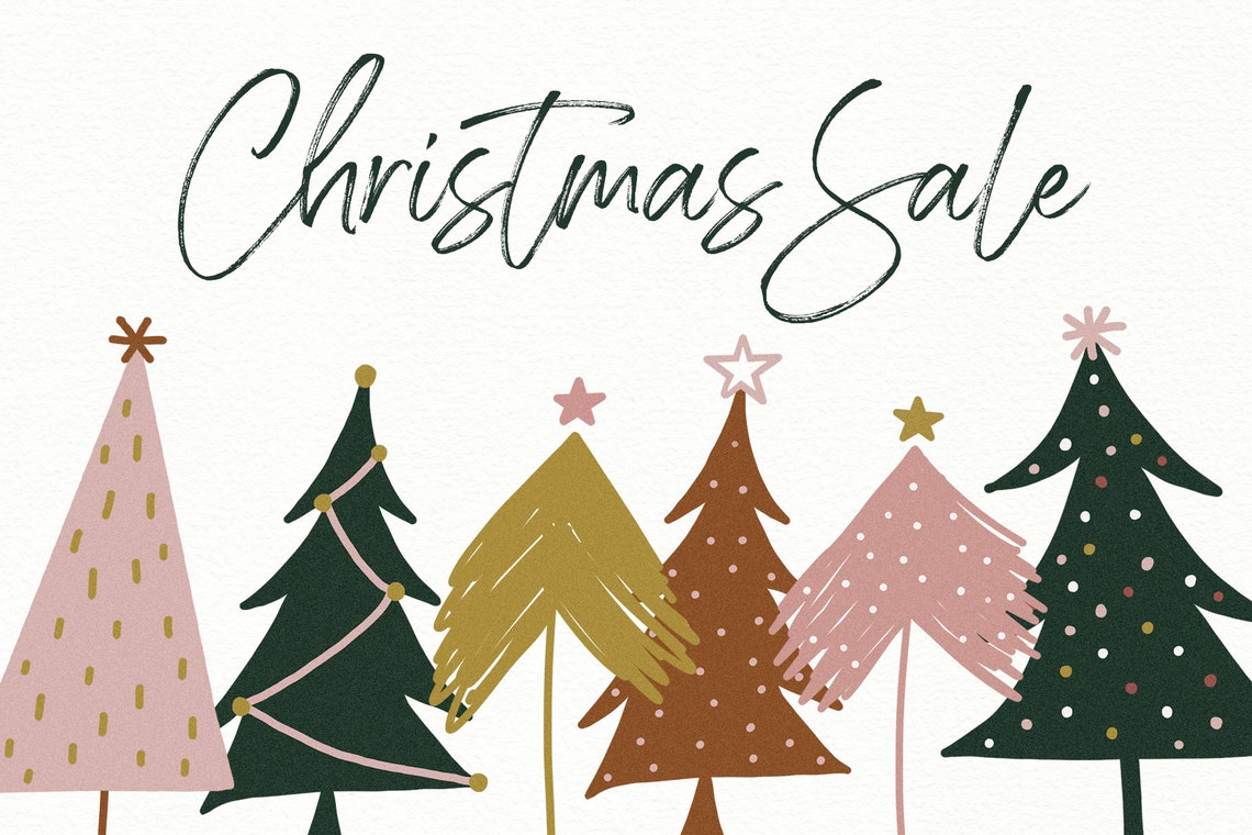 Boho Christmas Trees Clipart Modern and Messy Christmas - Etsy