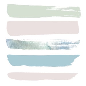 Green, Blue, Pink Brushstrokes - Pastel Watercolor Clipart [misty] - Etsy