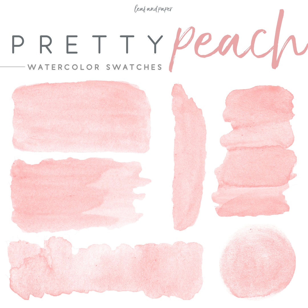 Watercolor PEACH PINK Swatches - Watercolor Clipart - Brushstrokes for ...