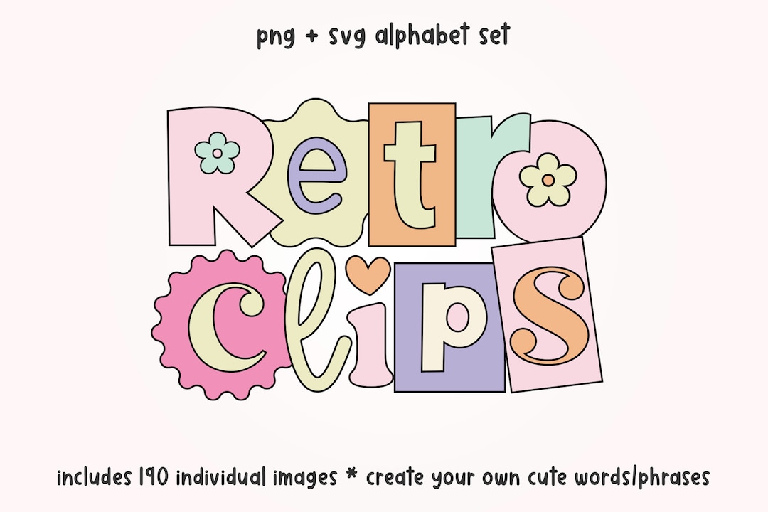 Retro Clips Alphabet Set, PNG Retro Letters, SVG Retro Letters ...