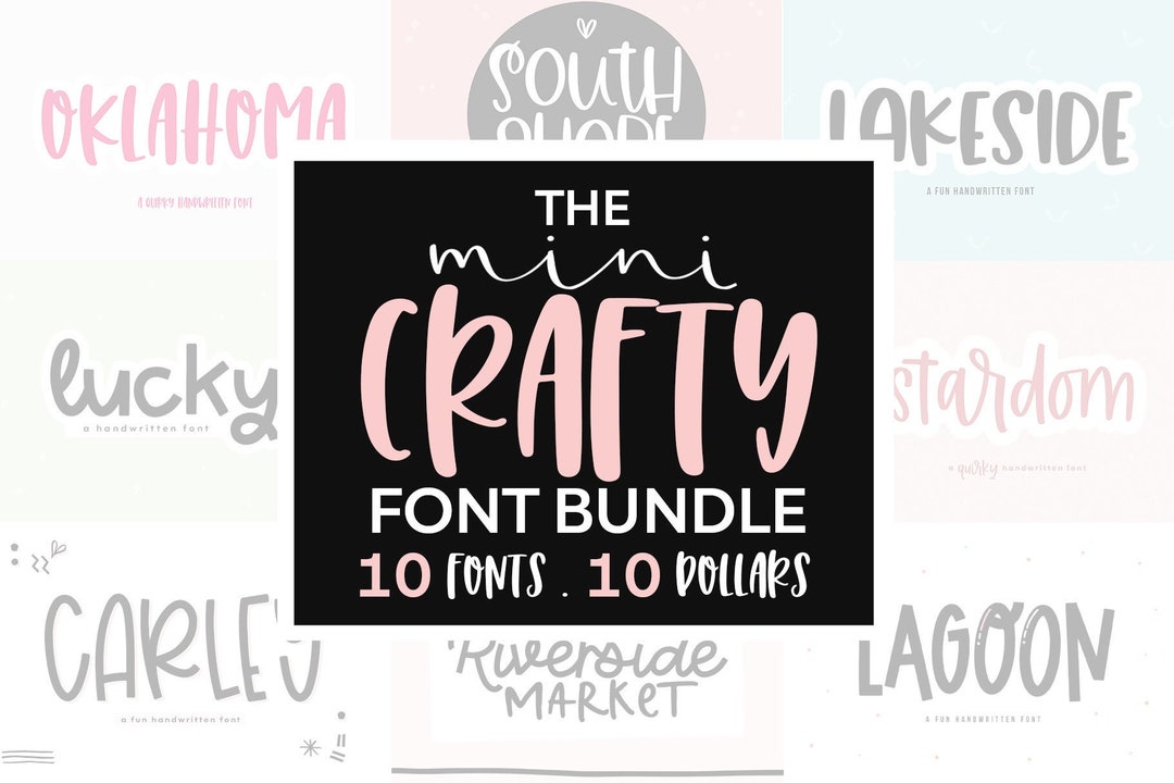 Font Bundle - 10 Fonts for Crafters, Cricut Font Bundle, Cute Fonts ...