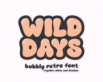 Mukbeng - Retro Font, Groovy Font, Bubbly Font, Shadow Font, Boho, Hippie Font, 70s Font, Cricut ...