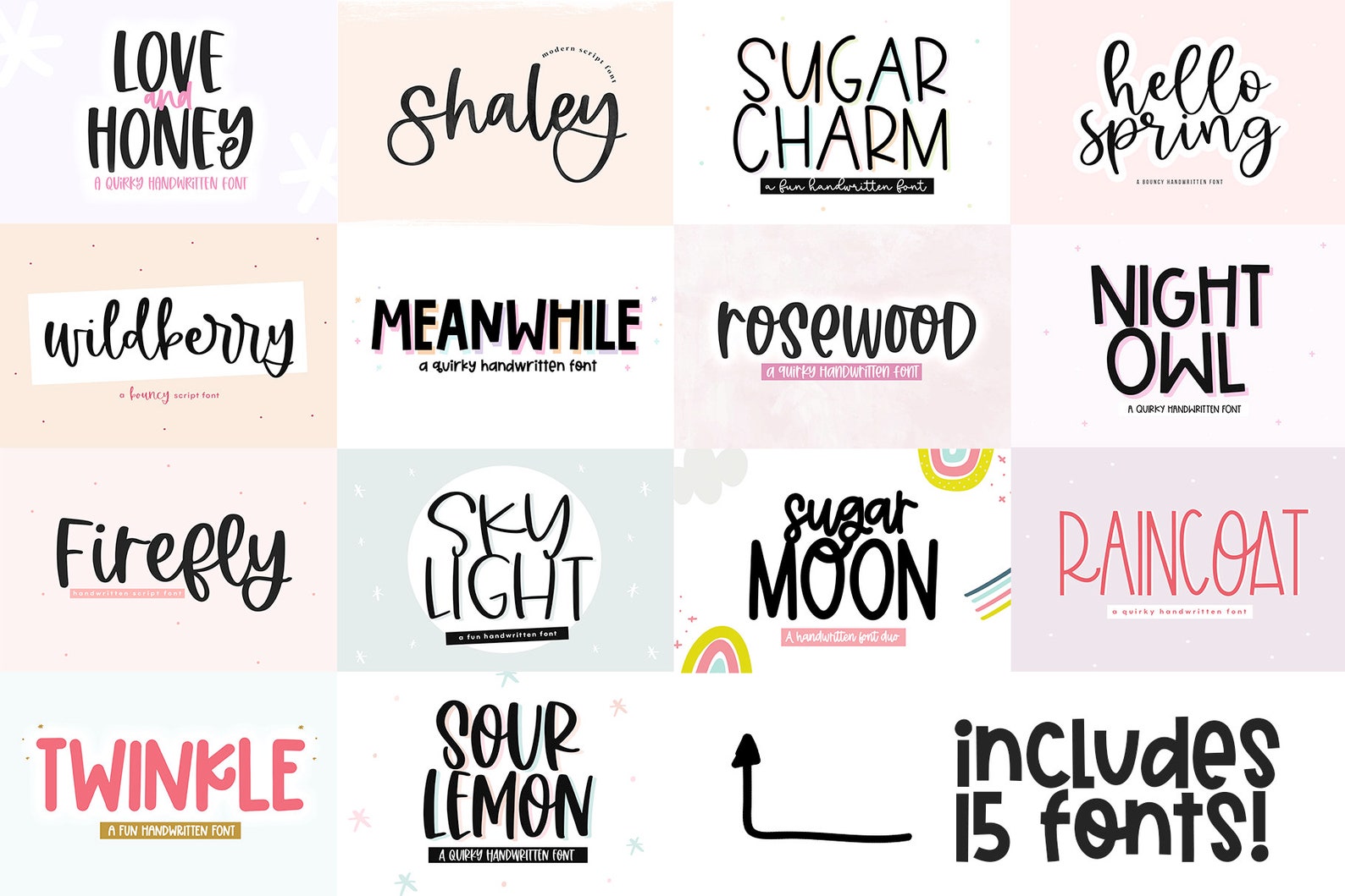 Spring Font Bundle - Fonts for Crafters, Cricut Font Bundle, Farmhouse ...