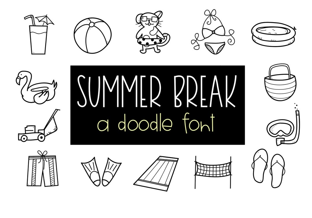 Summer Break - A Hand-drawn Doodle Font - Summer Doodles - TTF - Etsy
