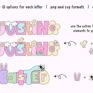 Spring Alphabet Set - PNG Retro Letters, SVG Retro Letters, Alphabet ...